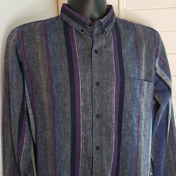 Bonhomme | Shirts | Bonhomme New York Button Front Striped Dress Shirt ...